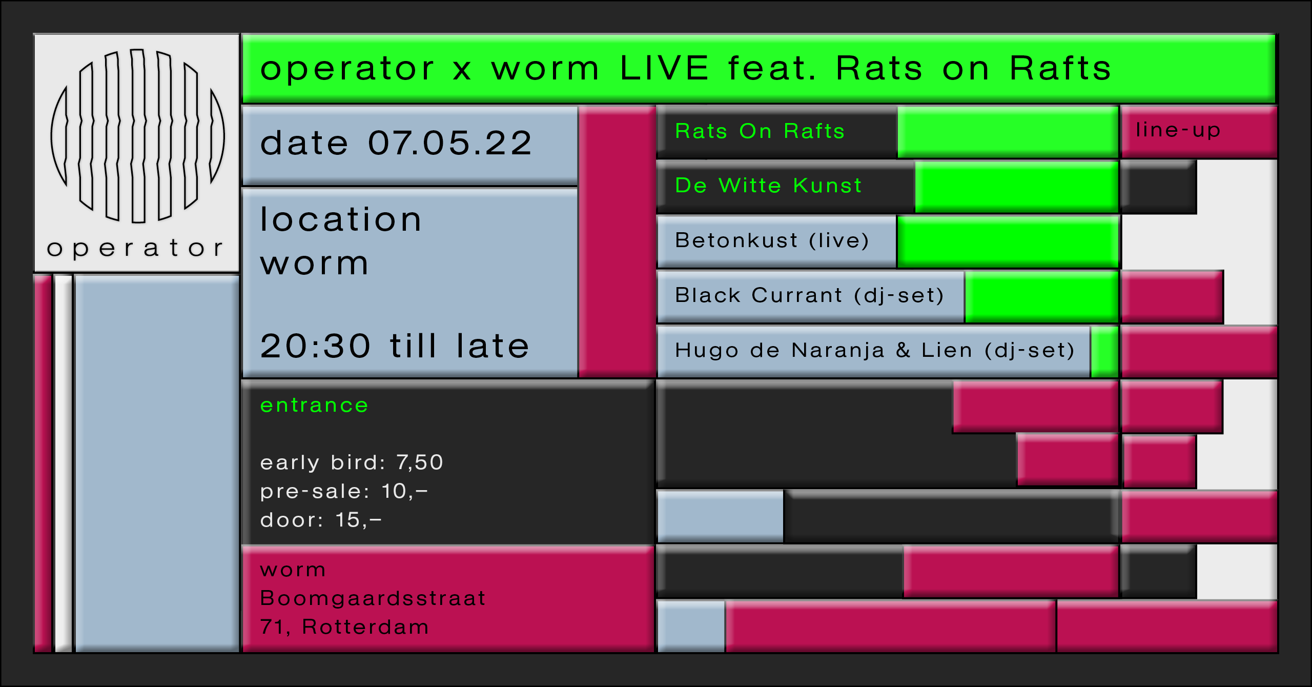 Operator X WORM Live: Feat. Rats on Rafts - Worm - A Rotterdam based ...